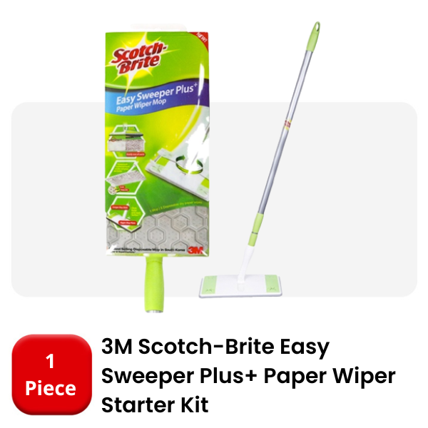 3M Scotch Brite Easy Sweeper Plus + Paper Wiper Starter Kit